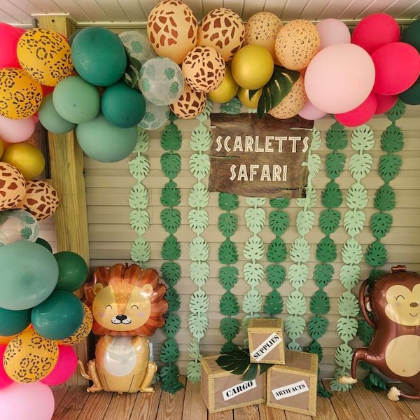 Jungle Birthday Party Decorations Balloon Garland Kit Two Wild Jungle ...