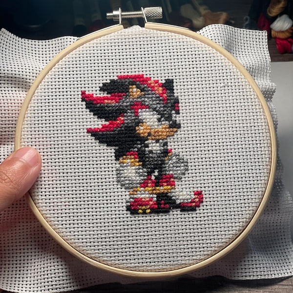 Knuckles Sonic the Hedgehog Cross Stitch Pattern Cute Small 4 Inch Hoop Beginner Cross Stitch ...