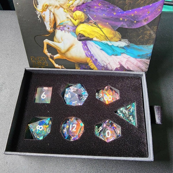 Superillusion - Holographic Handmade Resin Sharp Edge Dice Set for Dnd ...