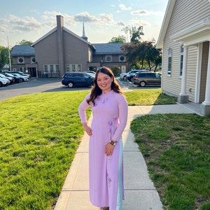 Pink Vietnamese Traditional Ao Dai Long Dress With 3D Flower , Including Pants - Etsy