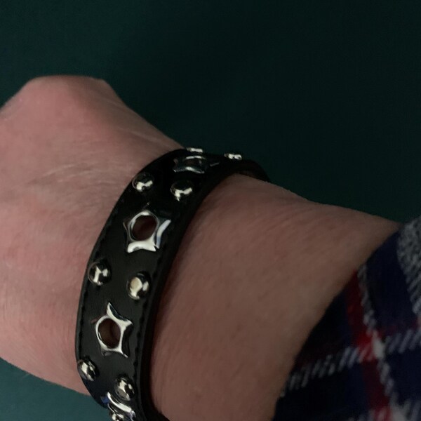 Spiked Skull Wristband Studded Genuine Leather Bling Skull Buckle ...