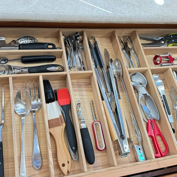 Custom Pegboard Drawer Organizer – Adjustable Ash Wood Insert, Kitchen ...