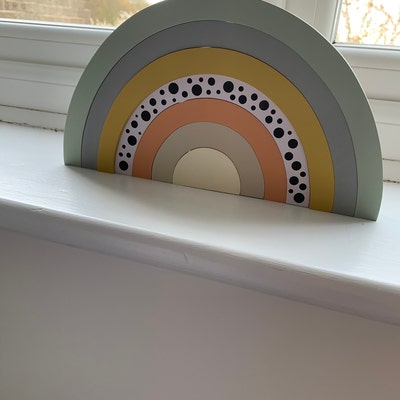Boho Style Wooden Rainbow, Nursery Decor, Kids Shelf Decoration ...