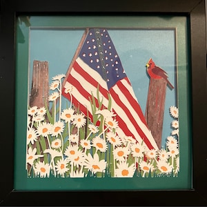 3D American Flag Svg Freedom Patriotic Shadow Box Independence Day for ...