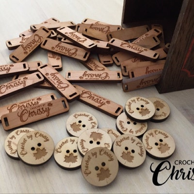 Custom Wood Tag 2inch X .50inch Side Slit Hole Branding Brand Buttons ...