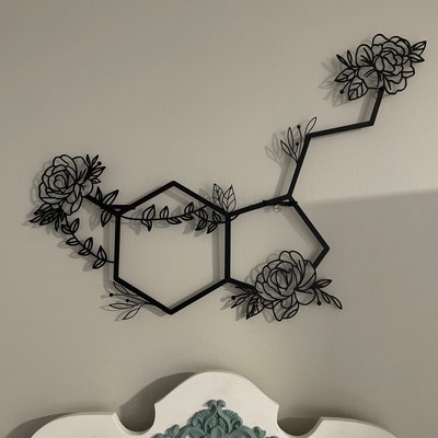 Serotonin Metal Wall Art ,flowered Serotonin Molecule,symbol of ...
