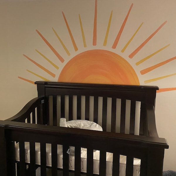 Large Boho Half Sun Watercolor Wall Decal - Nursery Decor, Kids Room ...