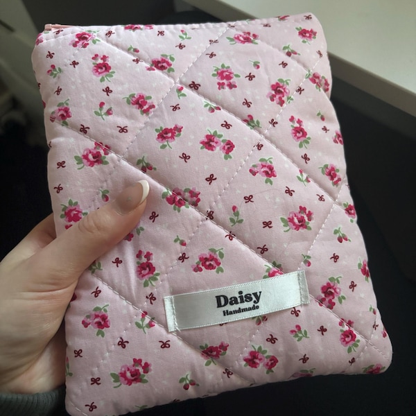 Quilted Laptop iPad Tablet Sleeve With Pocket in Heart Print and Red ...
