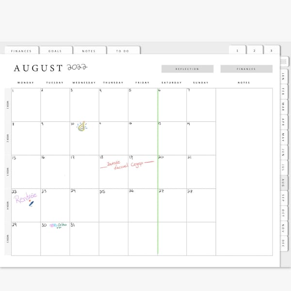 Digital Student Planner for College School UNDATED, Academic Diary ...