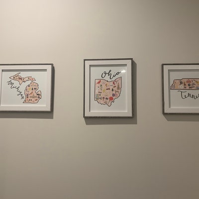 Illustrated Michigan Art Print Cute Michigan Map Print - Etsy