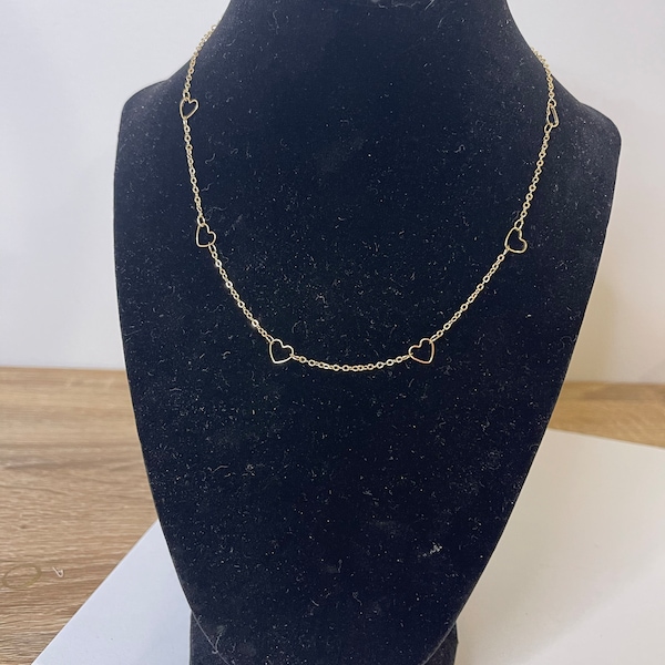 24k Shiny Gold Heart Chains , Heart Link Chains, Soldered Chains, Tiny ...