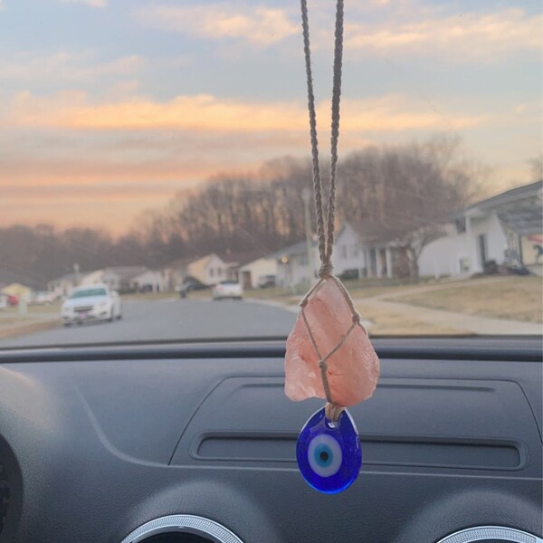 Himalayan Salt X Evil Eye Car Charm, Evil Eye Charm, Rearview Mirror ...