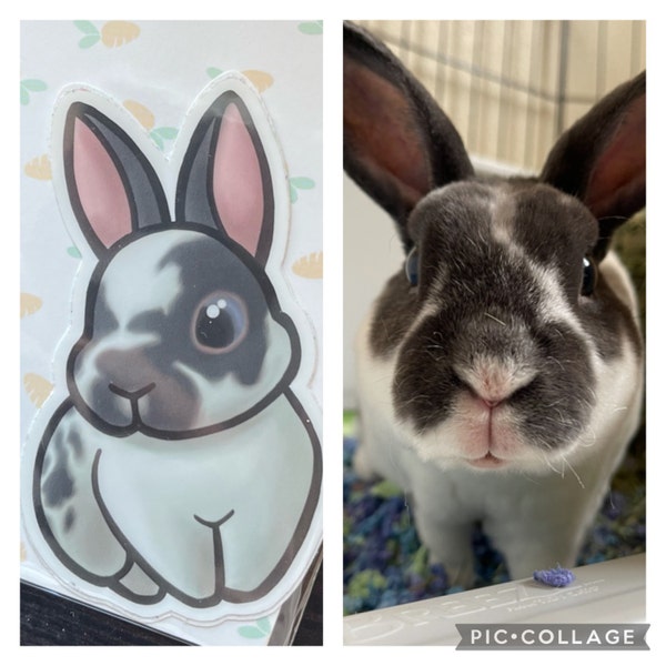 Broken Blue Rabbit Sticker; Cute Bunny Vinyl Sticker, Waterproof ...