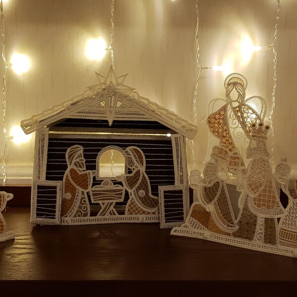 Freestanding Lace Nativity Scene - Etsy