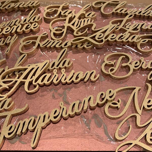 Gold Wooden Wedding Place Name Setting - Personalized Wedding Place ...