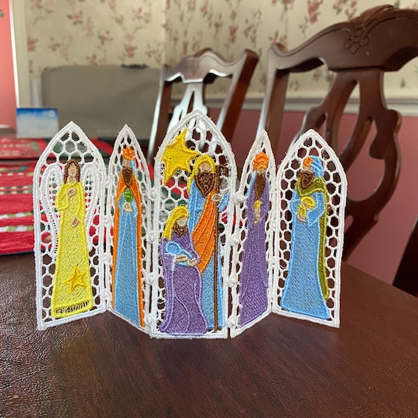 FSL Nativity Panel Screen - Free Standing Lace Machine Embroidery Designs Instant Download 5x7 ...