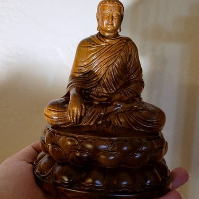Happy Buddha Laughing Buddha Statue, Maitreya Buddha, Wooden Buddha ...