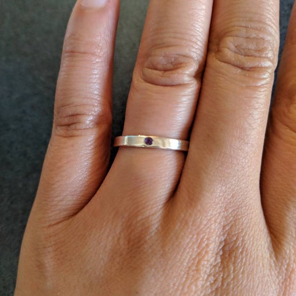 Inside Out Birthstone Ring: Silver Ring, Sterling Silver Ring, Dainty ...