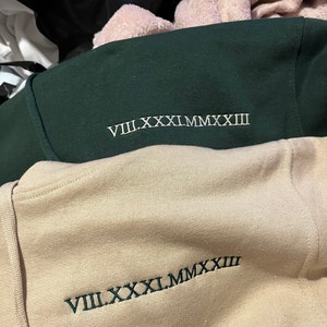 Roman Numeral Embroidered Matching Hoodie, Custom Anniversary Date ...