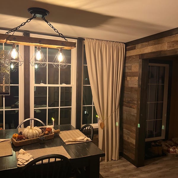 Handmade Wooden Beam Chandelier: Rustic Farmhouse Lighting - Etsy