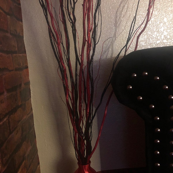 5FT SPARKLY RED Willow Natural Branch/curly Twigs/branches/centerpiece ...