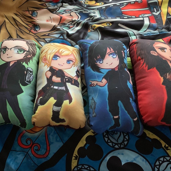 Prompto, Noctis, Ignis, Gladio Chibi Pillow Plushies. Final Fantasy XV ...