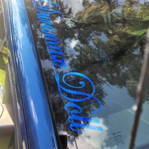 CUSTOM TEXT Script VERTICAL Windshield Vinyl Side Decal Sticker Car ...