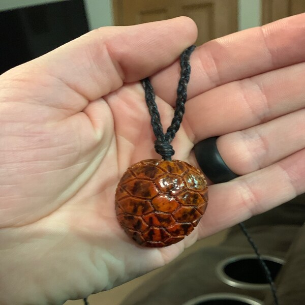 Turtle Shell Necklace, Carved Avocado Stone, Turtle Necklace, Turtle ...
