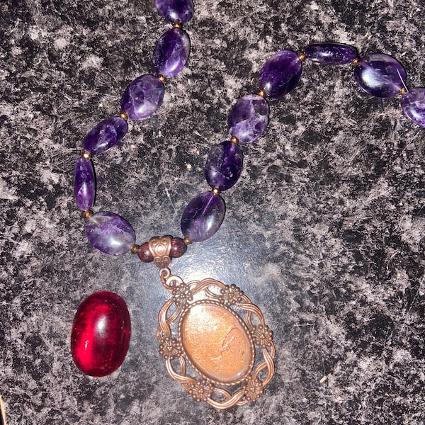 Luscious Red Ruby, Purple Amethyst, Antique Copper Choker - Etsy