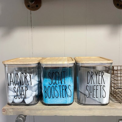 Laundry Room Decal Label Set for Dryer Sheets, Laundry Soap, Scent ...