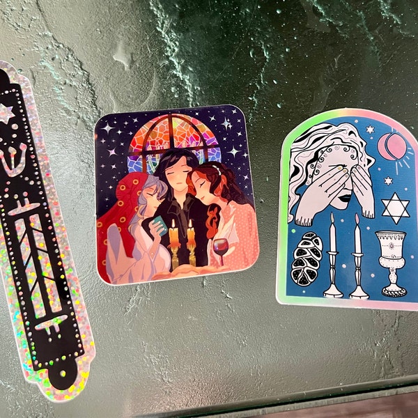 Shabbat Shalom Jewish Holographic Sticker, Judaism, Challah, Kiddush ...