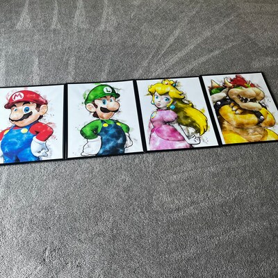 Set of 7 Super Mario PRINTABLE Watercolor Poster, Wall Art Poster ...