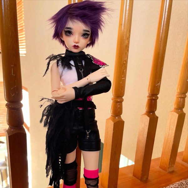 17cm Bjd Head Long Unicorn Mix, Violet Gray No Bangs Handmade Hand Dyed ...