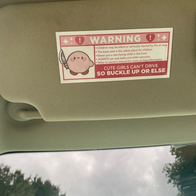 Cute Knife Pastel Warning Sticker Pink Kawaii Decal, Airbag Label, Cute ...