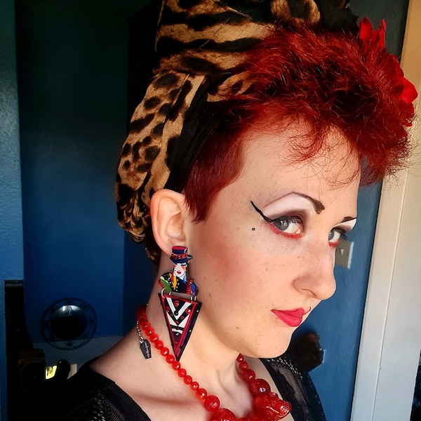 80s Huge Unusual Statement Punk Earrings, Rectangular Abstract 90s ...