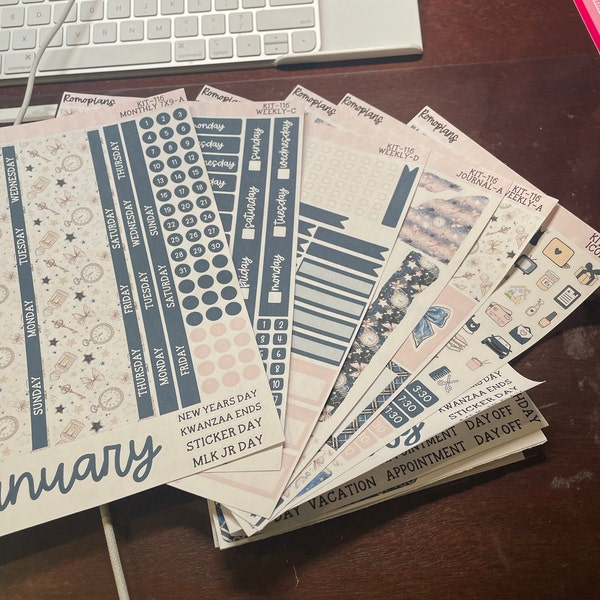 Printable Mini Calendar Stickers | Sunday Start - Etsy