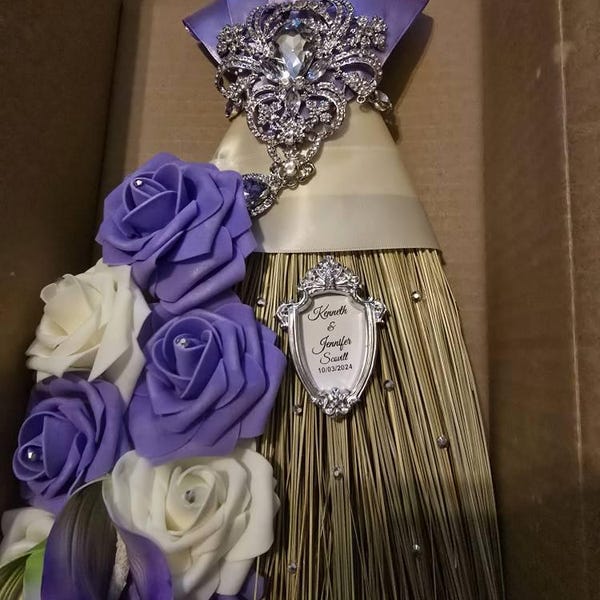 Customized Wedding Jumping Broom L Silver L White L Heirloom African ...