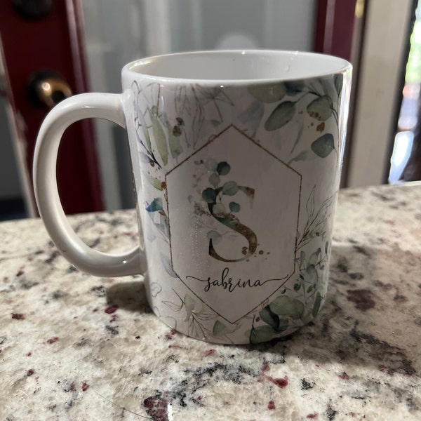 Initial Letter Name Monogram Mug for Grandma Grandparents Elderly Old ...