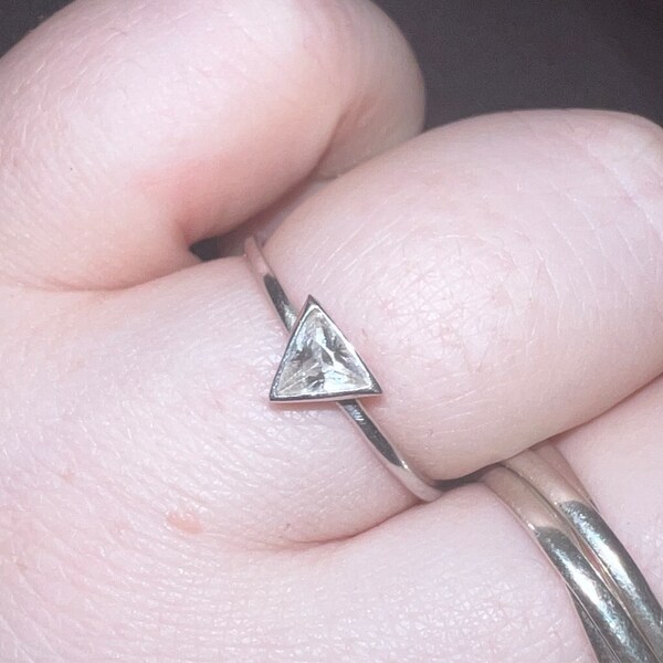 Triangle Ring / Diamond Ring / Trillion Rng / Gold Ring / Rose Gold ...