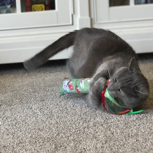 Large Cat Kicker Toy With Ribbons. 12 to 13 Long. Quality Catnip Silver ...