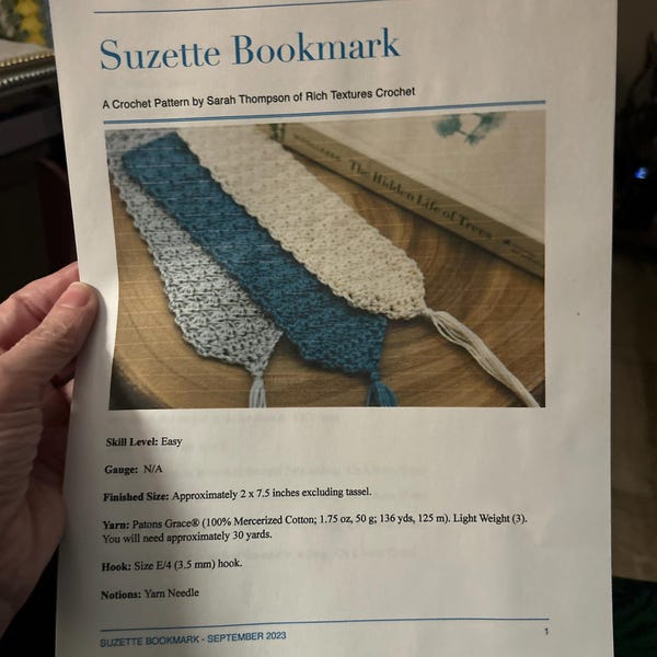 Suzette Bookmark CROCHET PATTERN - Etsy