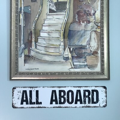 All Aboard Sign Train Station Locomotive Air Plane Pilot Engineer ...