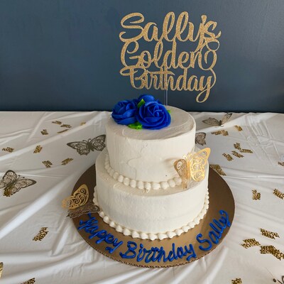 Golden Birthday Cake Topper, Any Name Golden Birthday Topper, Happy ...