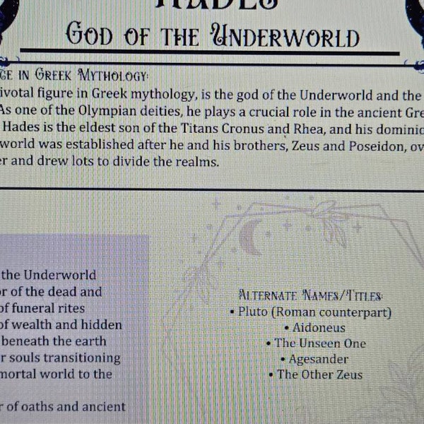 Hades Book of Shadows Bundle | Greek God of the Underworld | Rituals ...