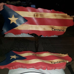 Puerto Rico Wood Flag, 3d Waving Island Sign, Bandera Puertoriqueña ...