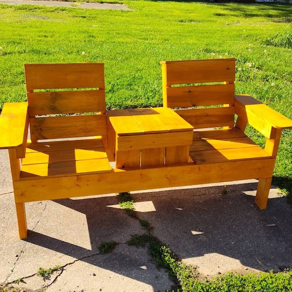 Two Seat Bench With Middle Table Build Plans (digital Download) - Etsy