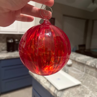 Vibrant Red, Hand Blown Glass Ornament - Etsy