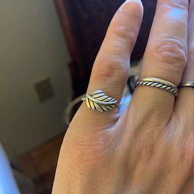 Silver Leaf Ring Sterling Silver Stacking Ring Nature Ring Cottagecore ...