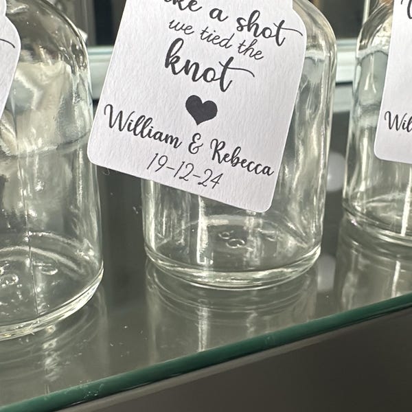 Take a Shot Wedding Favours - 50ml Empty Glass Bottles for Wedding ...
