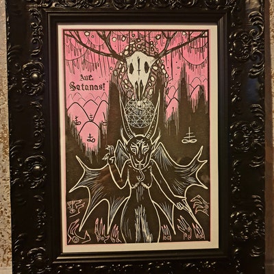 Limited Edition Neon Pink Satanic Risograph Print Occult Riso Halloween ...